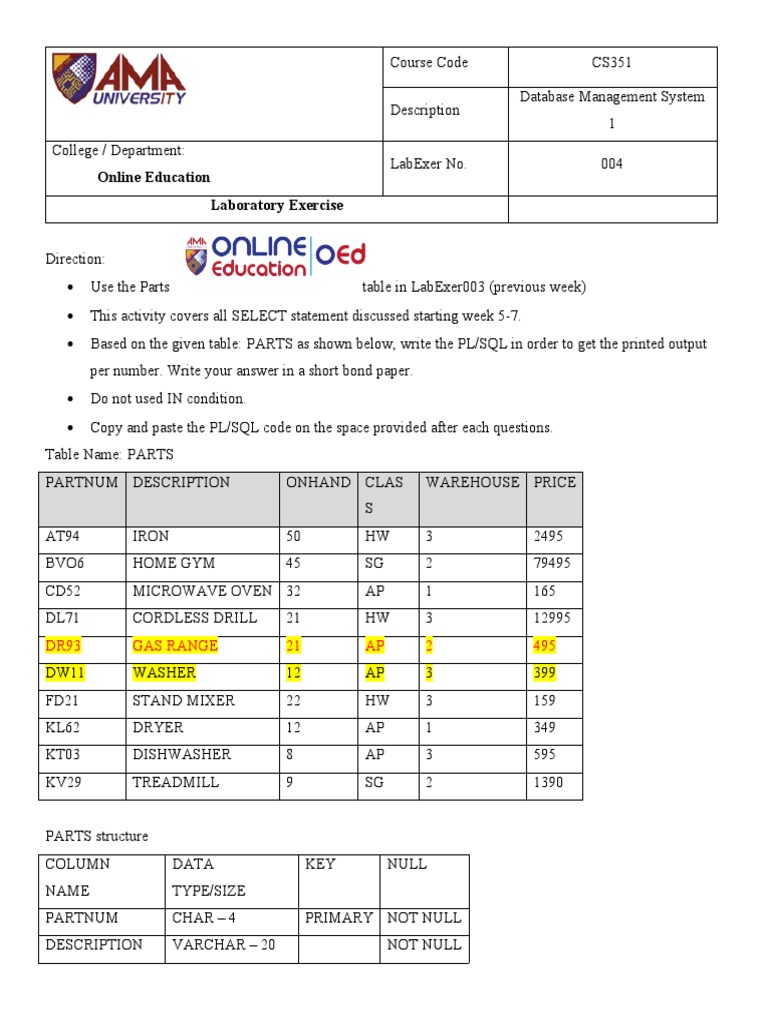 Week007-LogicalOperator-LabExer004 Rivera Dennis | PDF | Sql | Information Technology Management