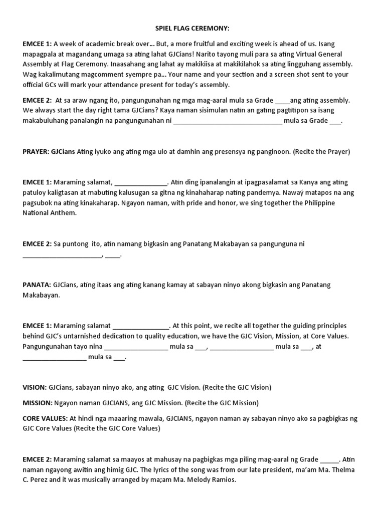 Spiel Flag Ceremony | PDF