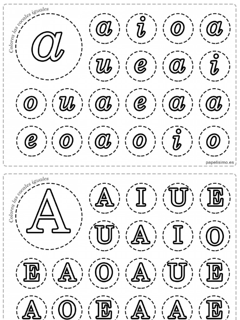 AEIOU Vocales para Imprimir y Colorear Minusculas y Mayusculas Buscar ...