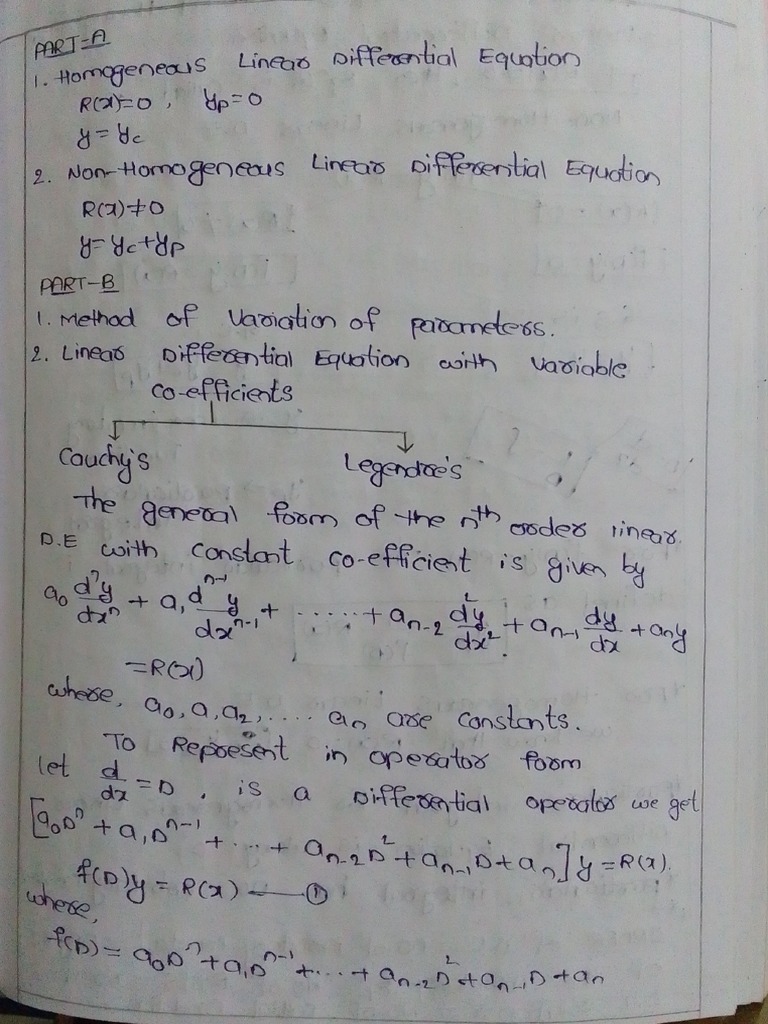 Unit 5 Higher Order Ordinary Differential Equations Pdf