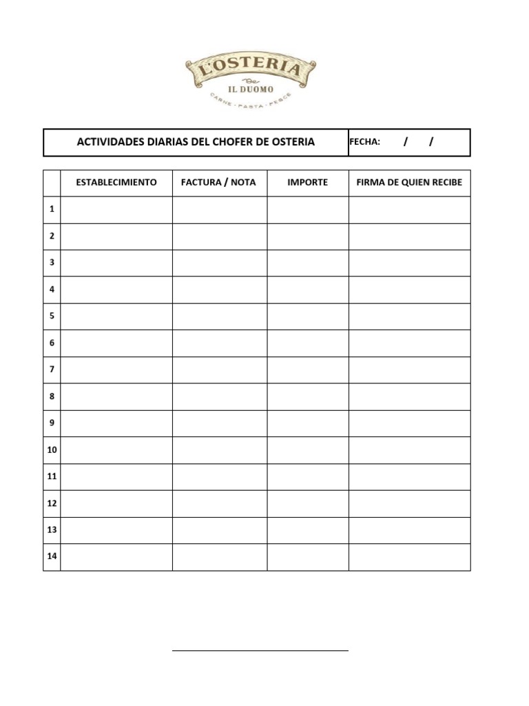 Formato de Bitacora de Chofer | PDF