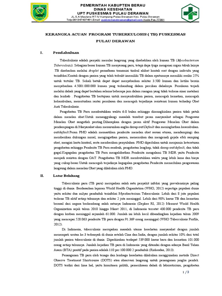 4.4.1.2 Kak Program Penanggulangan Tuberkulosis | PDF