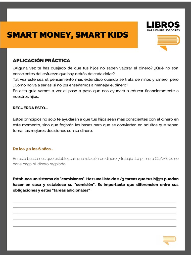 Smart Money Smart Kids Libro de Trabajo Libros para Emprendedores | PDF