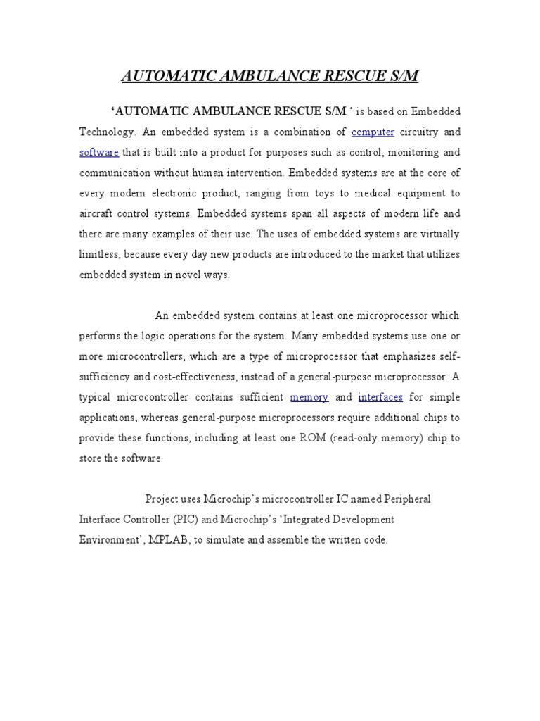 12.automatic Ambulance Rescue SM | PDF | Embedded System | Microcontroller