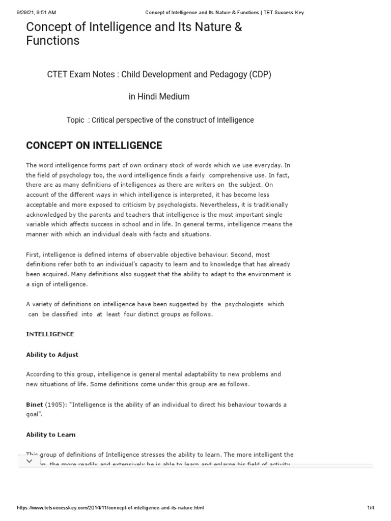 Concept Of Intelligence Pdf Intelligence Concept