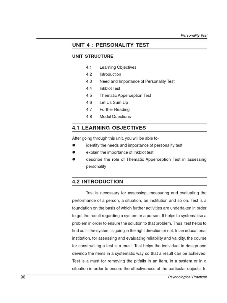 Personality Test PDF | PDF | Metaphysics Of Mind | Psychology