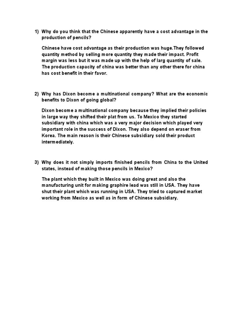 Dixon Case Study Ans | PDF