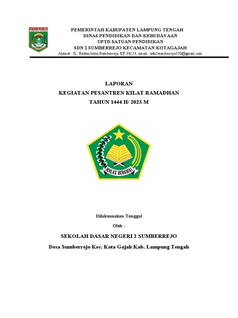 Cover Lap Kegiatan Pesantren Kilat Ta 2022 2023 | PDF