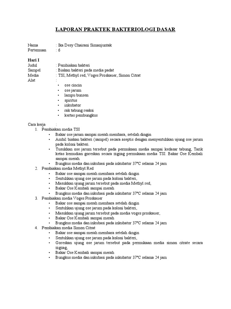 Pembiakan Bakteri: Metode dan Hasil | PDF