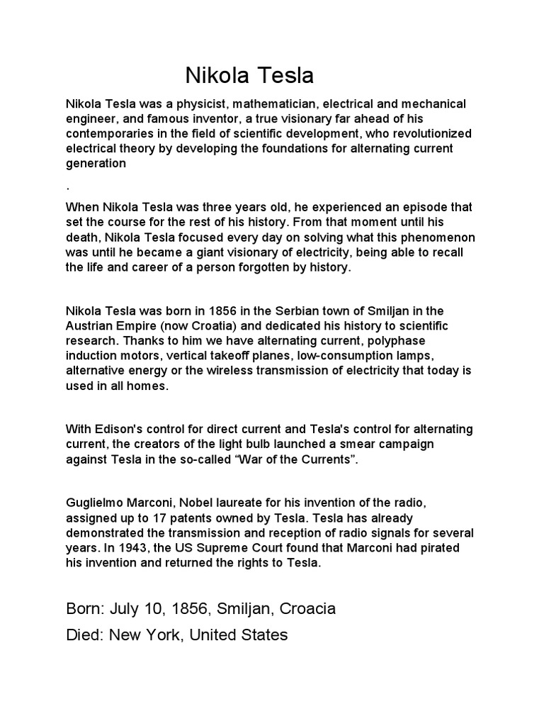 Nikola Tesla | PDF