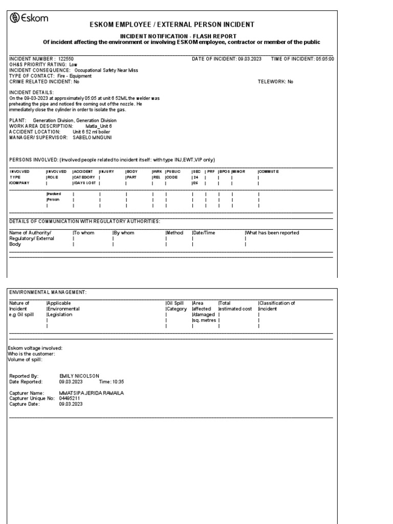 Actom Fire Near Miss 09.03.2023 | PDF