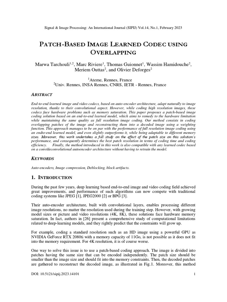 Patch Based Image Learned Codec Using Overlapping Pdf Data Compression Graphics Processing 