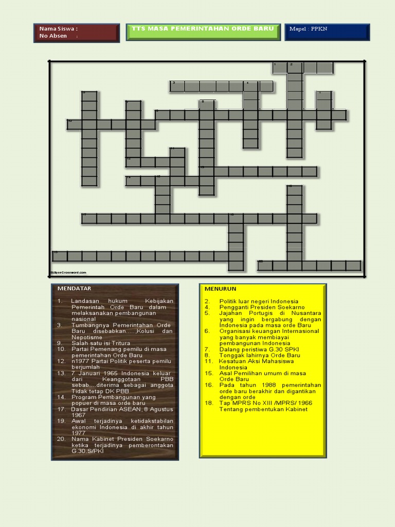 Soal TTS MASA ORDE BARU | PDF