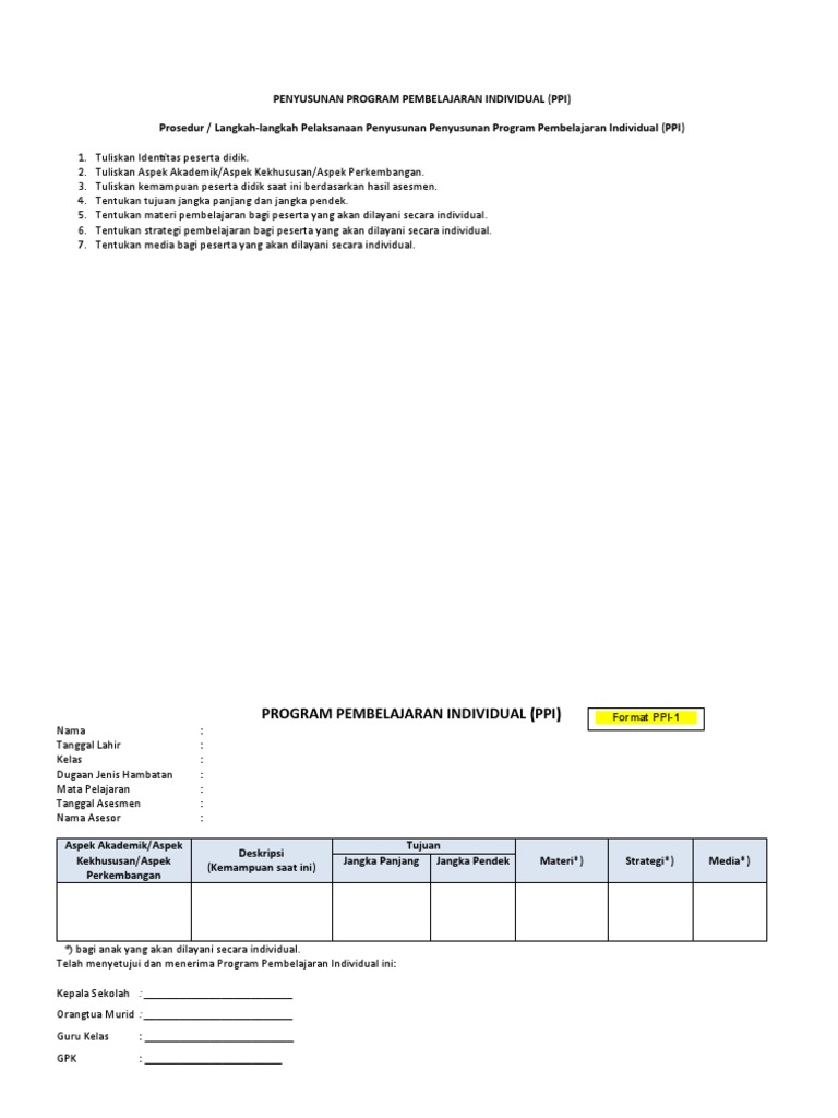 Panduan Penyusunan Program PPI | PDF