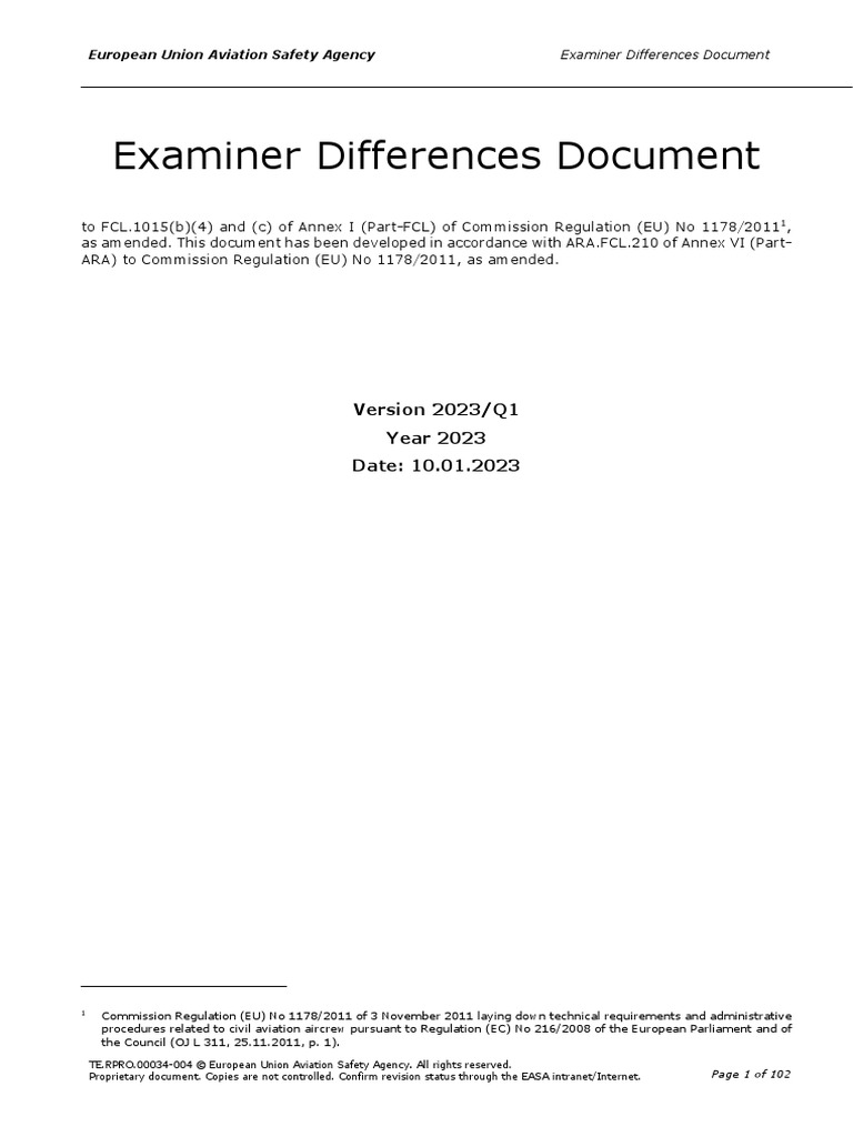 Examiner Differences Document - Version - 2023Q1 - 0 | PDF | Flight Instructor | Insurance