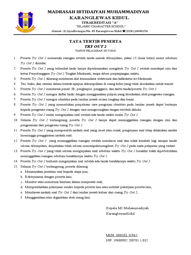 TATA TERTIB PESERTA try out 2 | PDF
