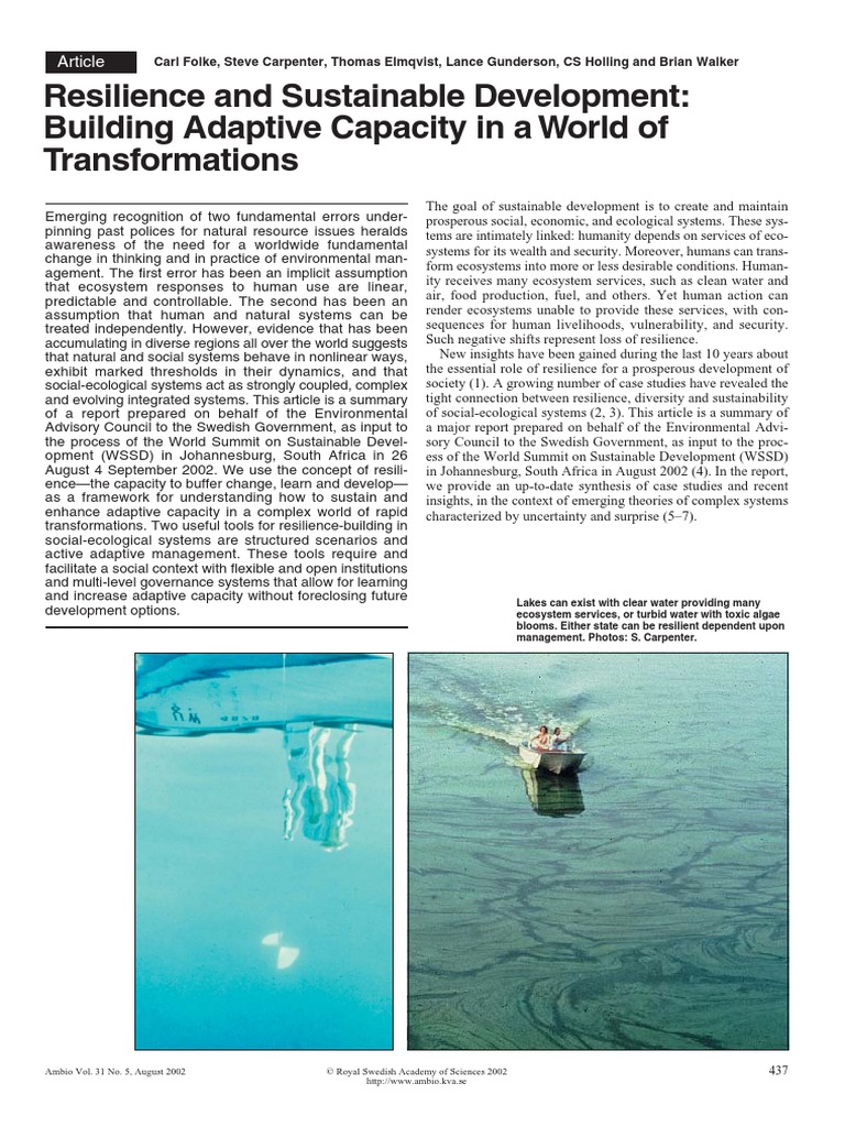 Resilience and Sustainable Development | PDF | Ecological Resilience | Sustainability