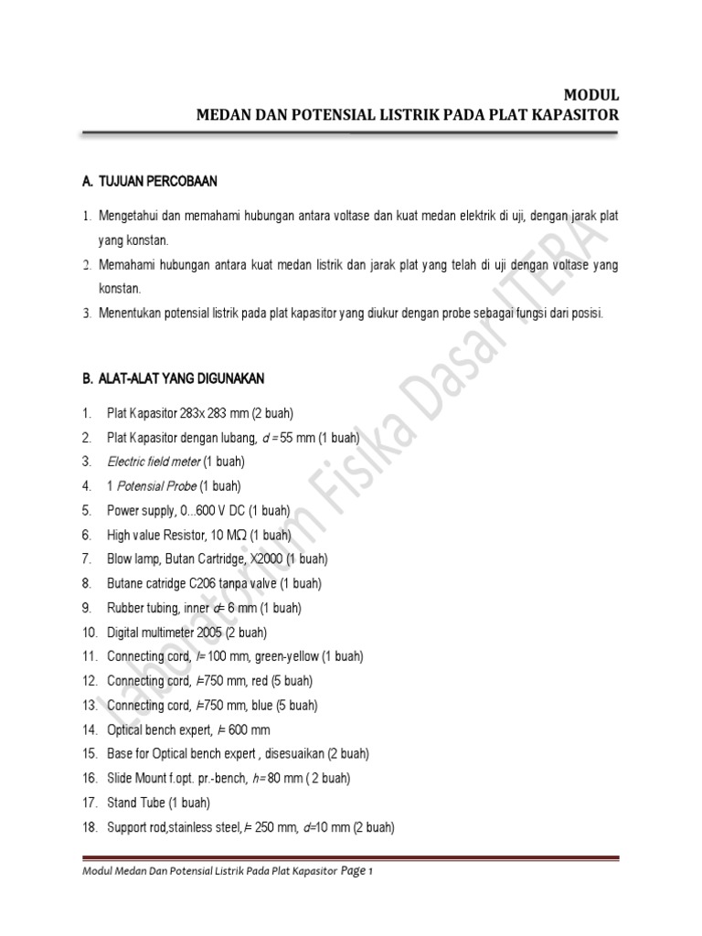 Modul Medan Dan Potensial Listrik Pada Plat Kapasitor | PDF