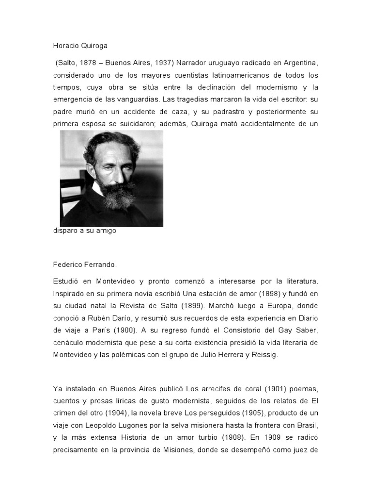 Biografia Horacio Quiroga.-1 | PDF