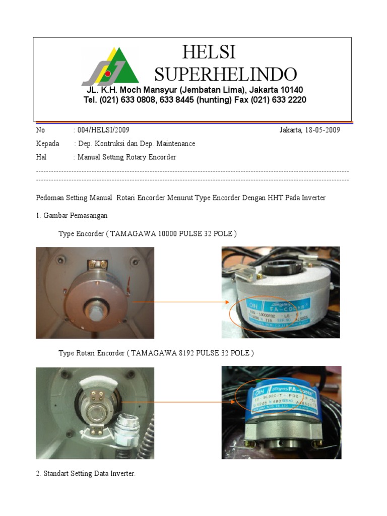 Pedoman Settingan Manual Rotari Encorder Menurut Type Enc0rder Dengan HHT Pada Inverter | PDF
