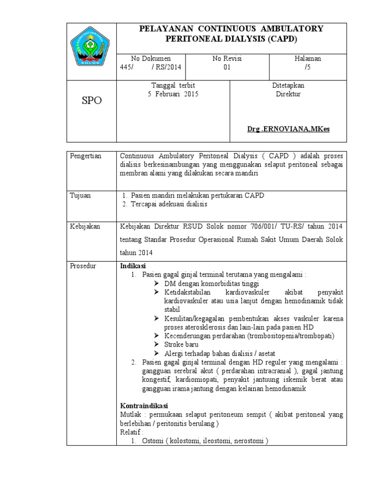 Prosedur CAPD untuk Pasien Gagal Ginjal | PDF