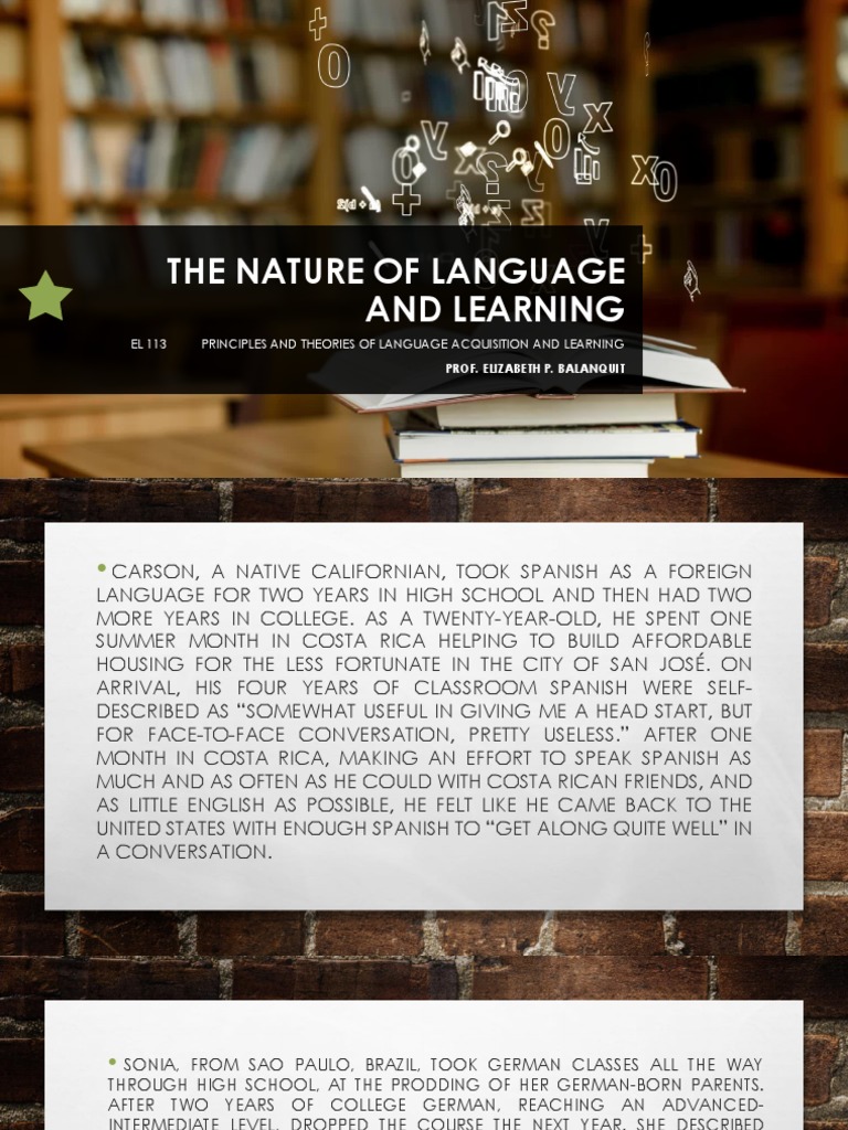 EL 103 1. The Nature of Language and Learning | Download Free PDF | Second Language Acquisition ...