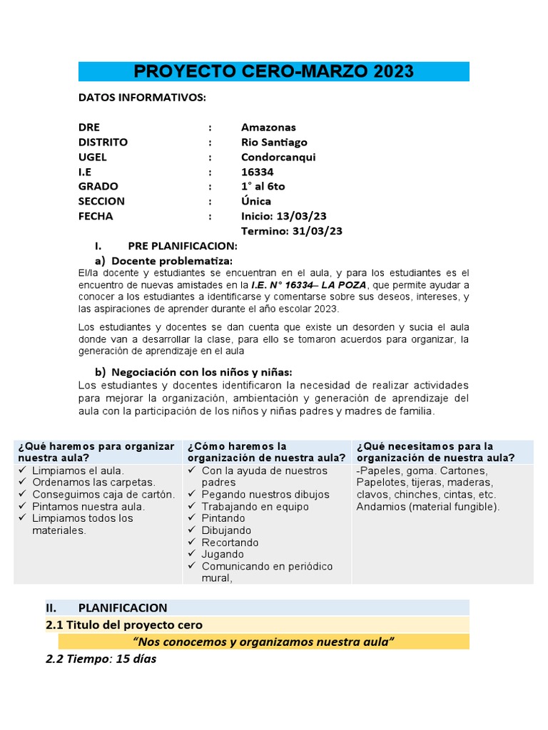 Proyecto Cero 16334 La Poza 2023 | PDF | Educación de la primera infancia | Cognición