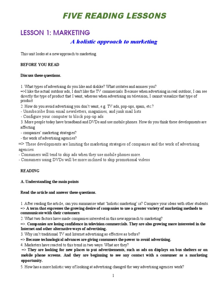 5 Reading Lessons - M2 | PDF | Advertising | Marketing