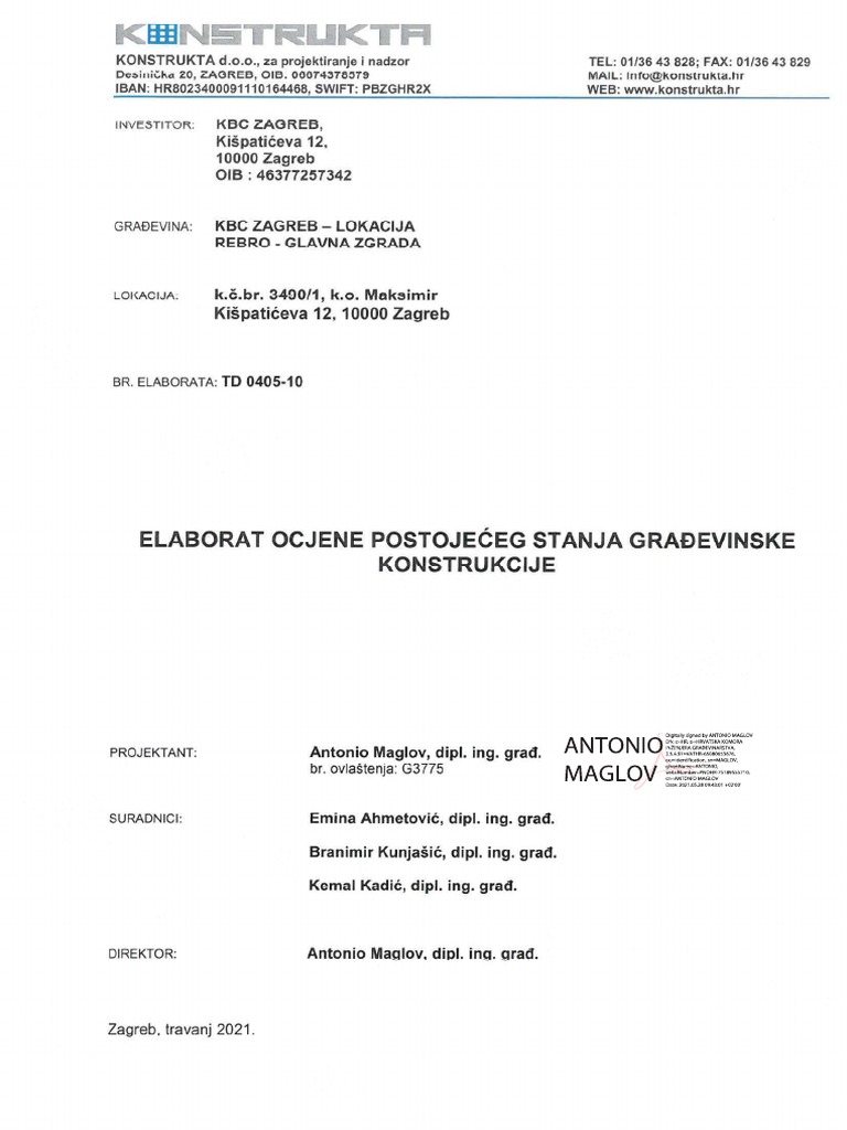 Prilog 7 - Elaborat Ocjene Postojećeg Stanja Građevinske Konstrukcije - 1. DIO PDF | PDF