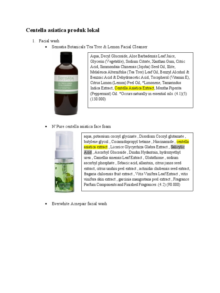 Centella Asiatica Produk Lokal | PDF | Lemon | Glycerol