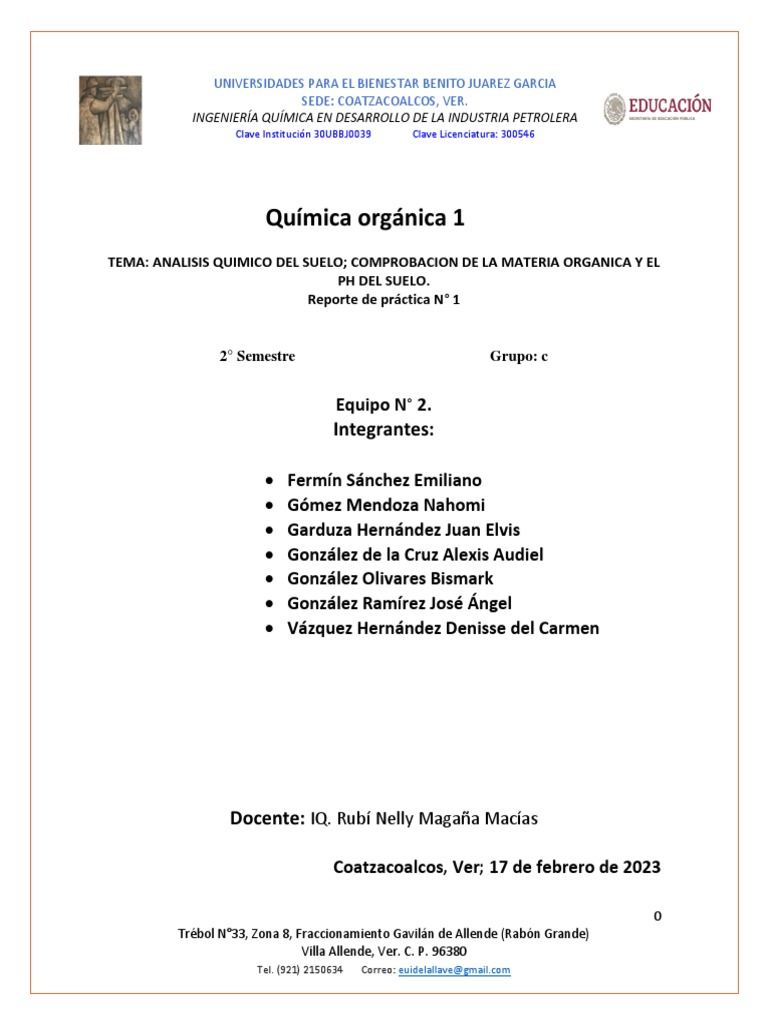 Practica 1 Quimica Organica Pdf Pdf Suelo Ph