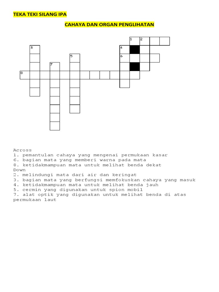 TEKA TEKI SILANG IPA cahaya | PDF