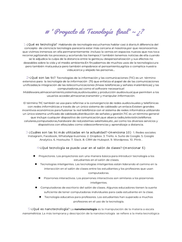 Proyecto de Tecnología para Primer Grado | PDF | Red mundial | Internet ...