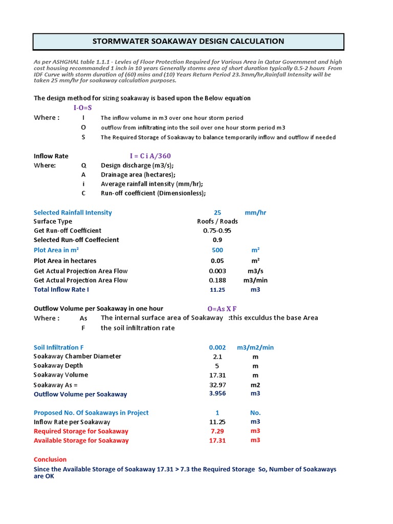 Soakaway Design and Calculation (Simple) | PDF | Discharge (Hydrology ...