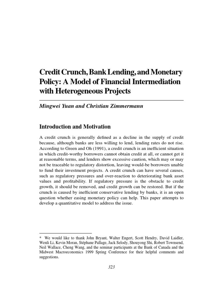 Credit Crunch, Bank Lending, and Monetary Policy: A Model of Financial ...