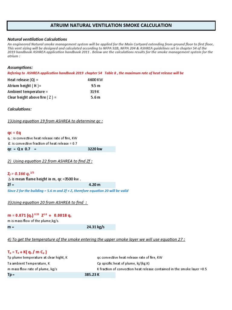 Atrium Natural Smoke Calculations | PDF | Density | Gases