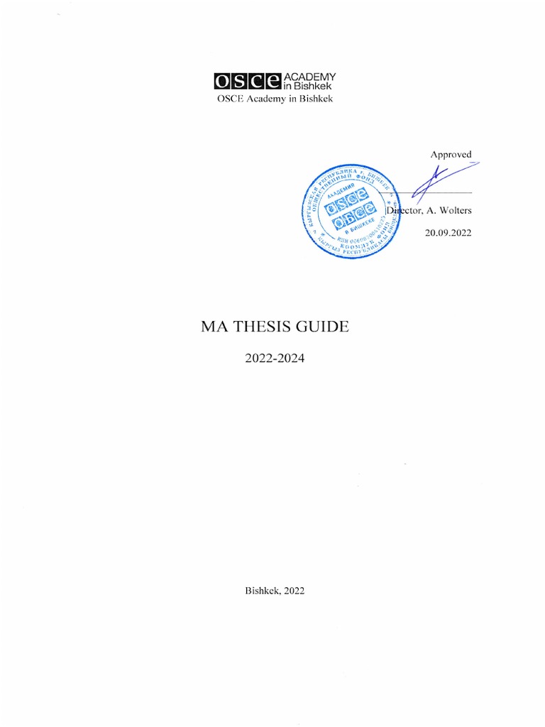 OSCE Academy MA Thesis Guide 2022-2024 | PDF | Thesis | Methodology