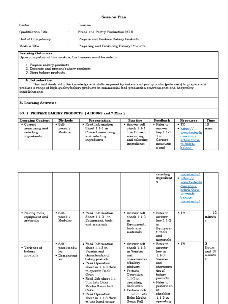 01 Session Plan | Download Free PDF | Bakery | Cakes
