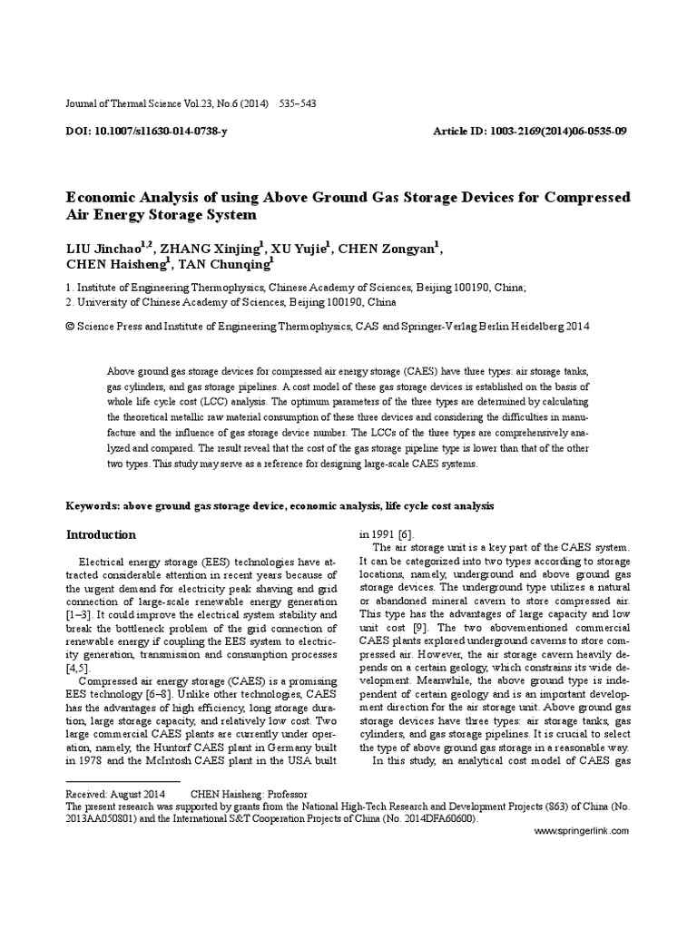 Above Ground CAES | PDF | Gases | Pipe (Fluid Conveyance)
