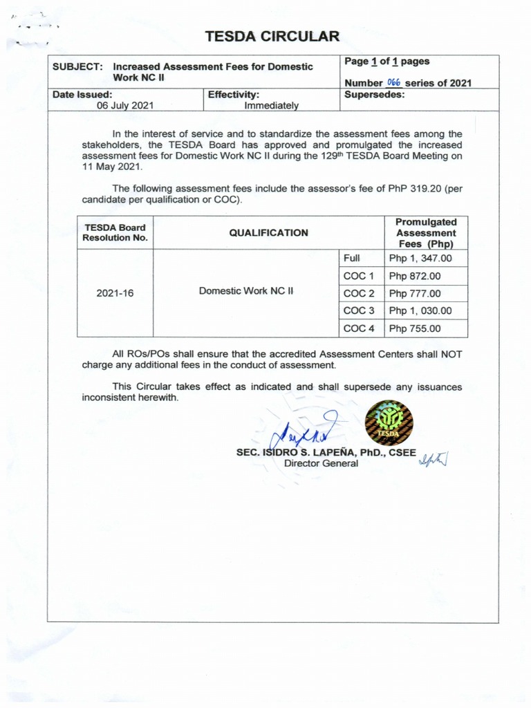 TESDA-Circular-No.-066-2021-1 | PDF