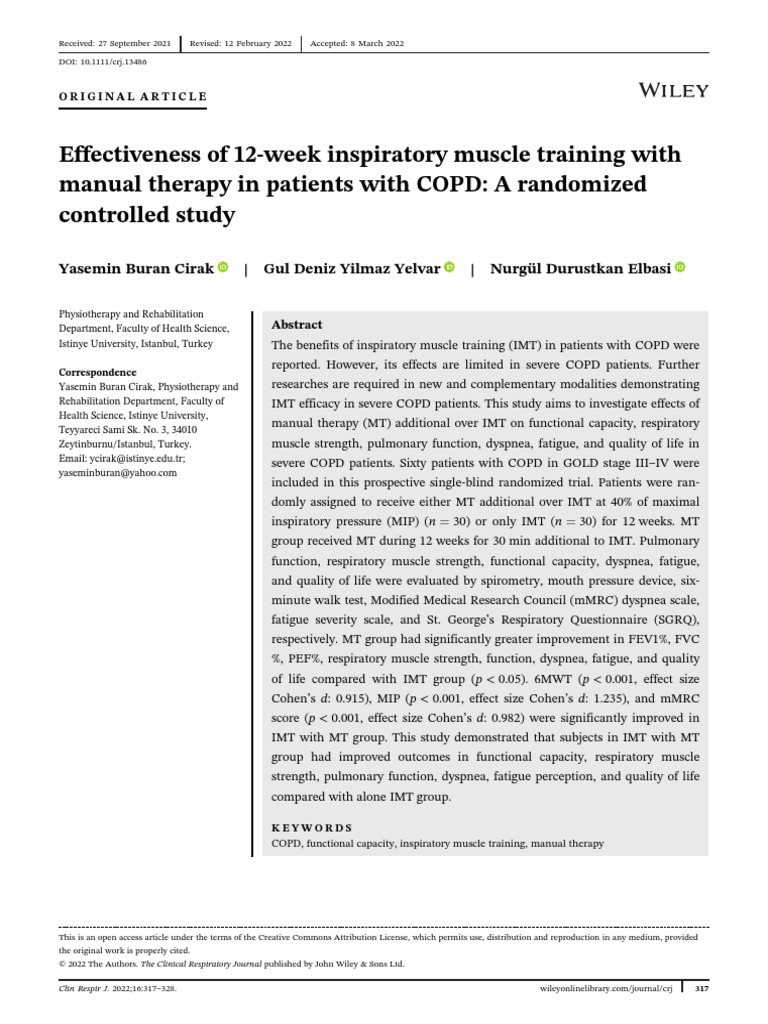 Effectiveness of 12-Week Inspiratory Muscle Training With Manual ...