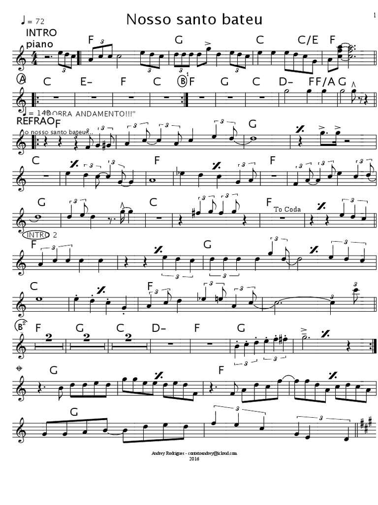 O Nosso Santo Bateu Partitura Teclado - Banda Baile + 10% Maiara e Maraisa - Medley | PDF