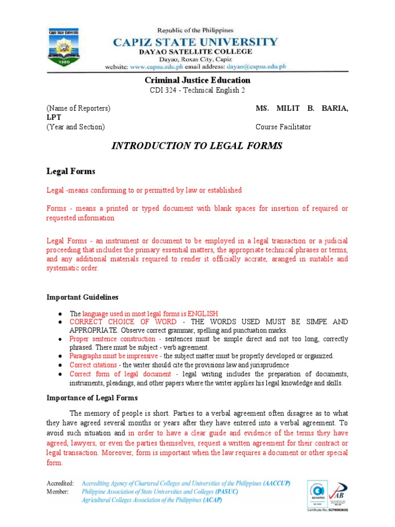 Intro To Legal Forms CDI 324 | PDF | Notary Public | Judiciaries