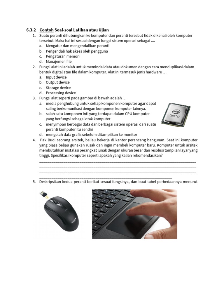 Contoh Soal Latihan Atau Ujian Bagaimana Sistem Komputer Bekerja Pdf