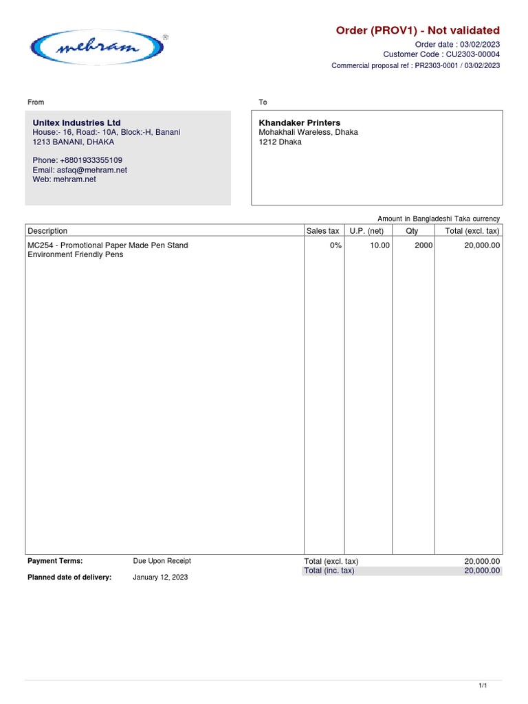 Sample Work Order | PDF Sample Work Order | PDF