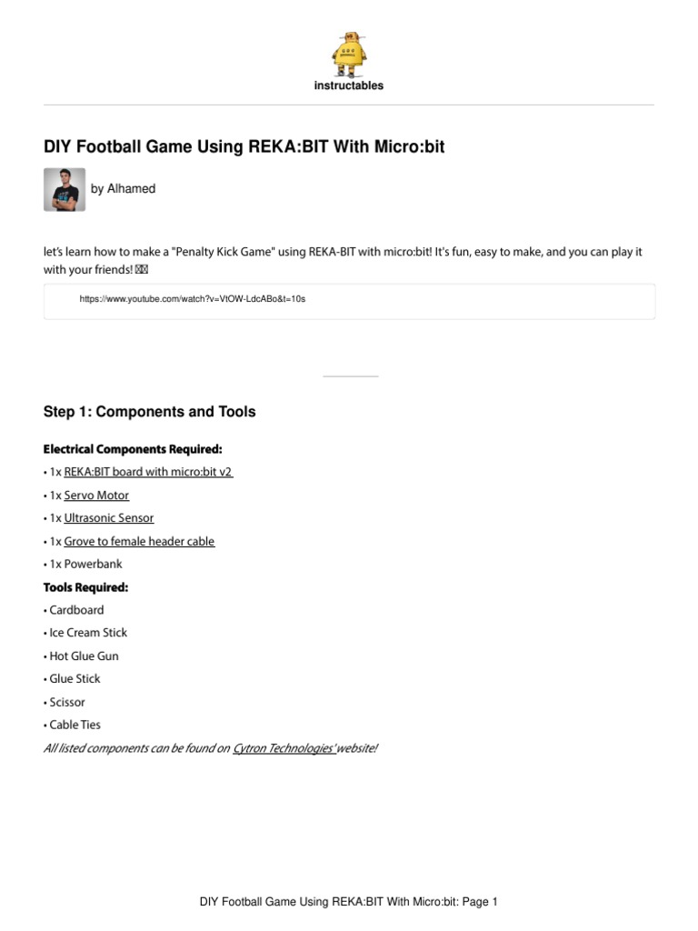 DIY-Football-Game-Using-REKABIT-With-Microbit SC | PDF | Manufactured Goods