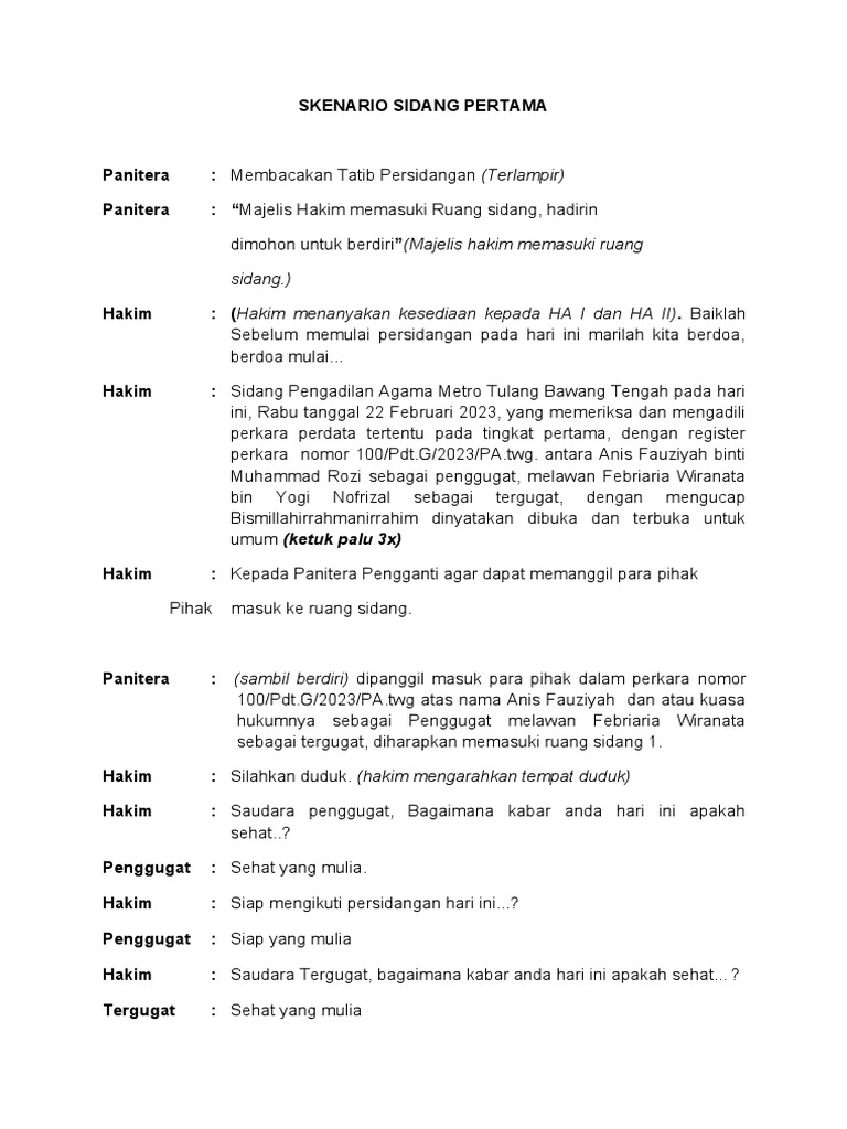 Skenario Sidang 1 Fix-1-1 | PDF