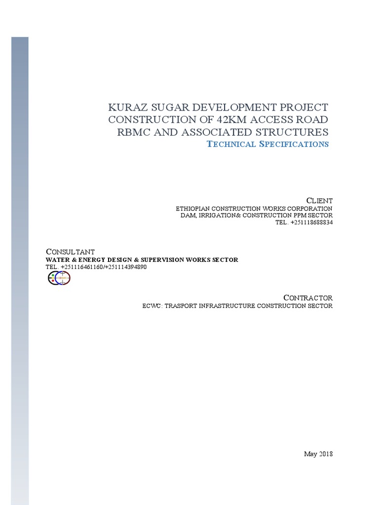 Kuraz Sugar Project Specifications | PDF | Gravel | Road