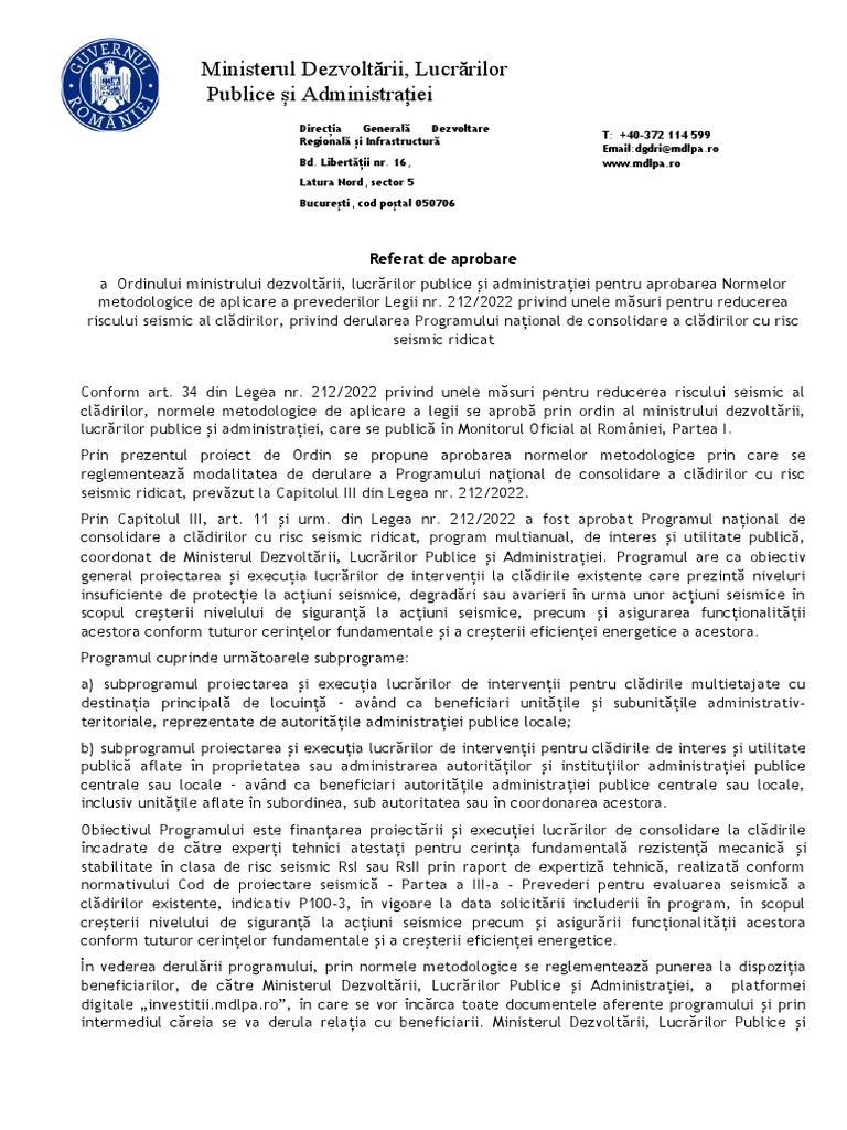 Referat de Aprobare - 13.10.2022 | PDF