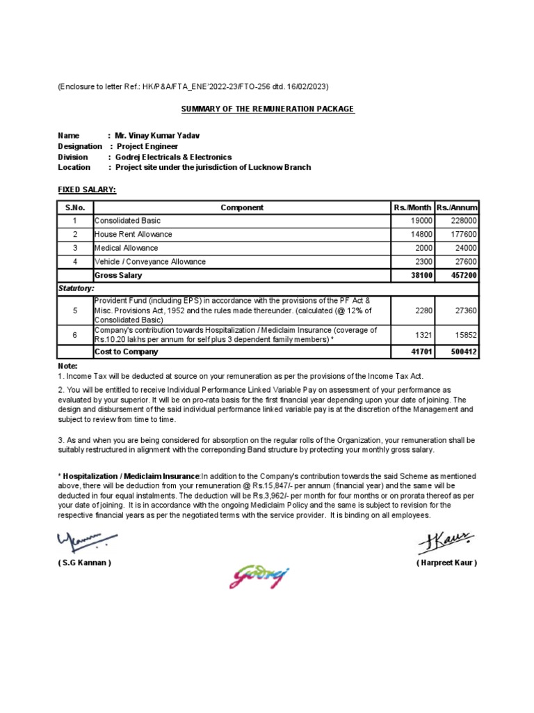 Mr. Vinay Kumar Yadav - Summary of Remuneration | PDF | Salary | Income Tax Mr. Vinay Kumar Yadav - Summary of Remuneration | PDF | Salary | Income Tax